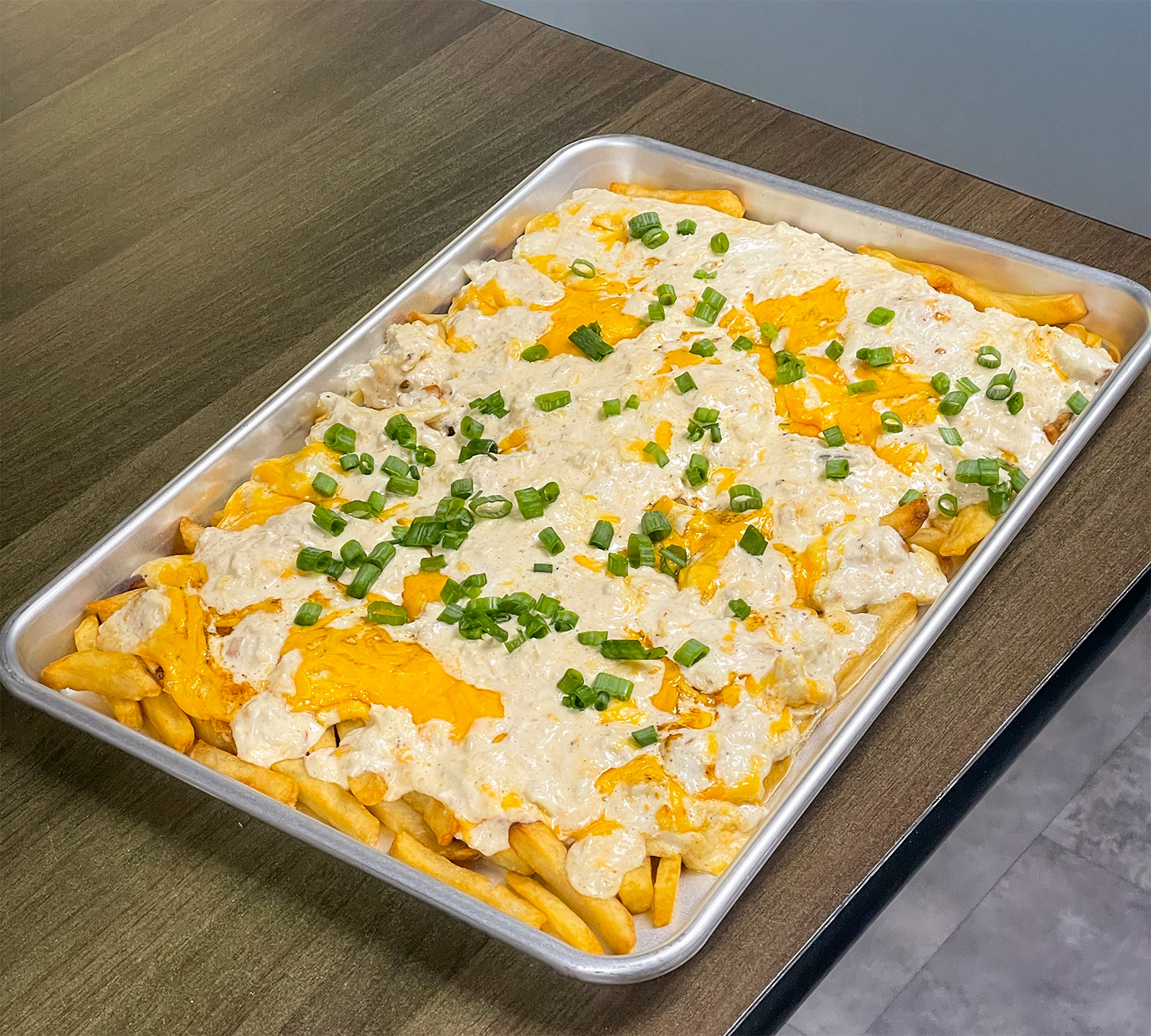Sheet Pan Crab Dip Fries - Handy Seafood
